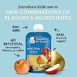 Gerber Baby Food Pouches, Toddler 12+ Months, Assorted Fruit Variety Pack, 3.5 Ounce (Set of 18)