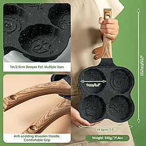 Egg Pan 4 Cup Omelette Pans Nonstick 4 Cute Animal Patterns Versatile Breakfast Skillet Healthy Breakfast Pancake Pan for Eggs, Plett, Crepes, Compatible with Gas Stove and Induction Cooktop (Black)