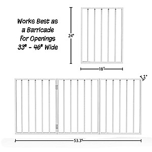 PETMAKER Pet Gate – Dog Gate for Doorways, Stairs or House– Freestanding, Folding, Accordion Style, Wooden Indoor Dog Fence (24-Inch, White)