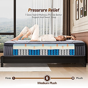 DIGLANT Full Mattress, 14Inch Cooling Gel Memory Hybrid Medium Plush Mattress, Full Size Individual Pocket Spring Mattress in Box, CertiPUR-US,10 Years Support