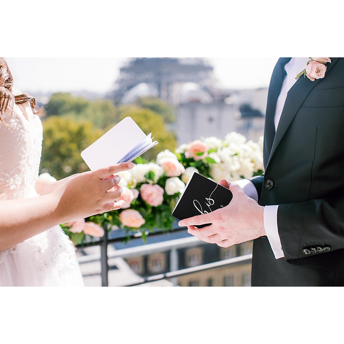 UNITED ESELL Wedding Vow Books His and Hers – Black and White Foil Bride and Wedding Notebook with 28 Pages - 5,9" x 3.9" – Vow Renewal - Bridal Shower Gifts - Time Capsule Letter