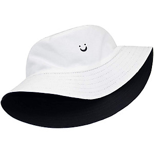Malaxlx Black White Bucket Hat Beach Sun Hat Aesthetic Fishing Hat for Men Women Teens, Reversible Double-Side-Wear