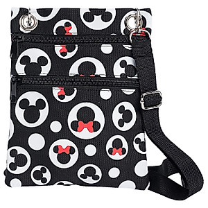 Disney Passport Crossbody Bag Mickey & Minnie Icon Print Travel Black (Multicolor)