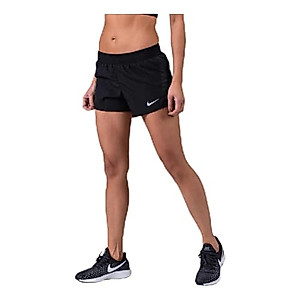 NIKE Women's 10K Running Shorts, Black/Black/Black/Wolf Grey, Large