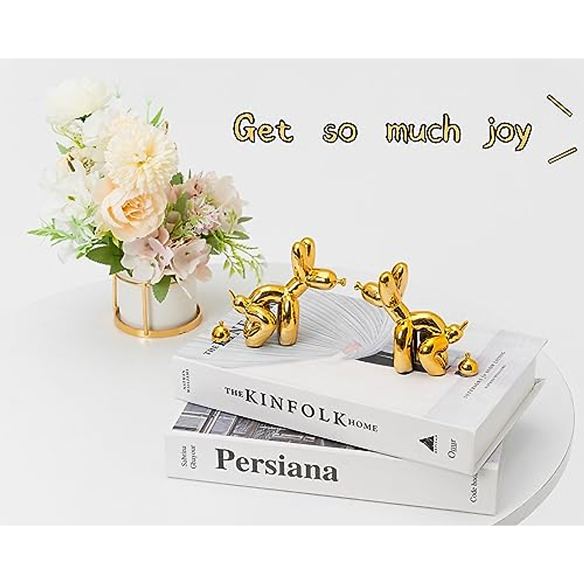 BOIHEGU Gold Pooping Balloon Dog Sculpture Décor, Gold Tiny Figurines Home Décor Cute Novelty Gift, Shiny Gold Accent Decorative Object Nick Nacks for Coffee Table Decoration(Gold)