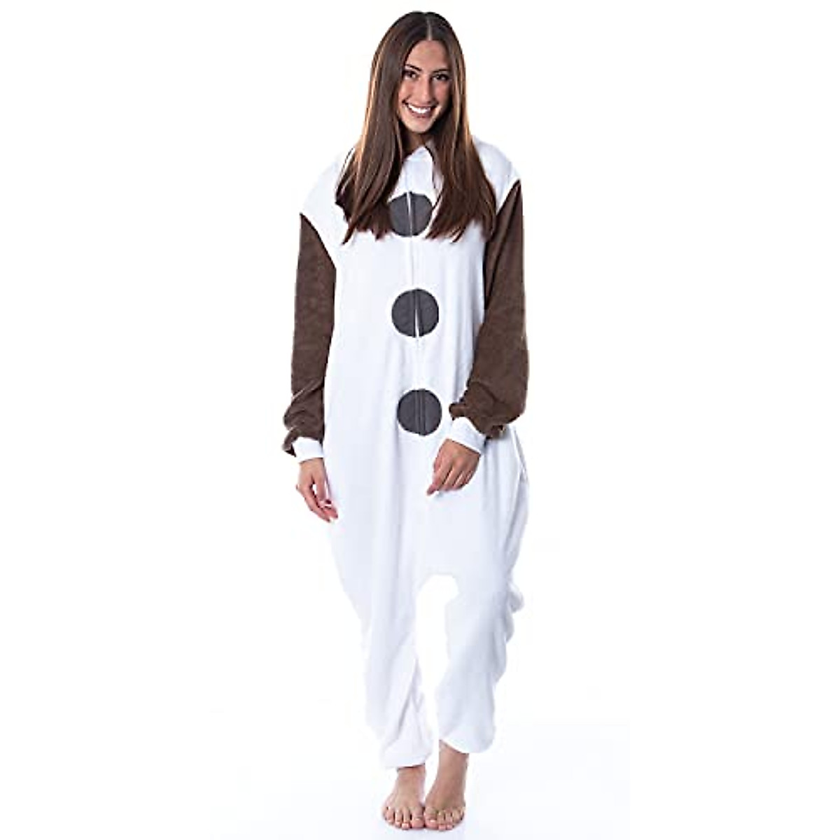 Disney Frozen Adult Olaf Kigurumi Costume Union Suit Pajama For Men Women (L/XL) White