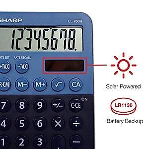 Sharp El-760R 8-Digit Desktop Calculator with Tax, Percent and Square Root Keys, and A Large LCD Display, Perfect for Home and Office Use