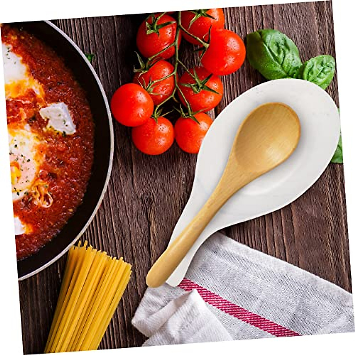 Holibanna 2pcs Silicone Spoon Mat kitchen silicone spoon rest ladle holder coffee spoon rest kitchen spoon holder rubber silicone scraper tableware spoon holder dining table tray