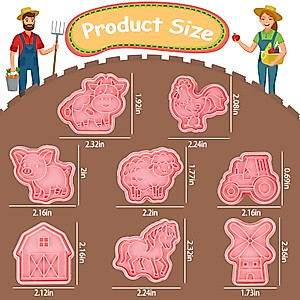 8 Pcs Farm Animal Cookie Cutters with Plunger Stamps Set 3D Pig Chicken Sheep Cow Horse Truck Cookie Stamp and Cutter Funny Cartoon Farm Theme Biscuit Baking Mold for Treats DIY Cookie Cake Supplies
