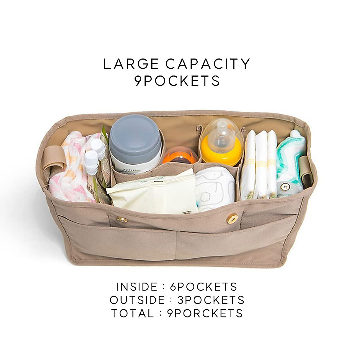 enreve Purse Organizer Insert, Bag Handbag Tote Organizer, Diaper bag, Bag in Bag for Longchamp and More (BLACK)