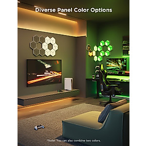 Govee Glide Hexagon Light Panels Ultra, 3D Wall Lights with DIY, RGBIC LED Gaming Lights for Wall, LED Lights for Gaming Setup with 129 Lamp Beads, Works with Alexa, 10 Pack, Lunar White