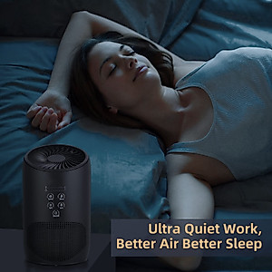 LTLKY Air Purifier for Bedroom,Small Air Cleaner for Desktop,USB Cord Power Version (BS01-Black)