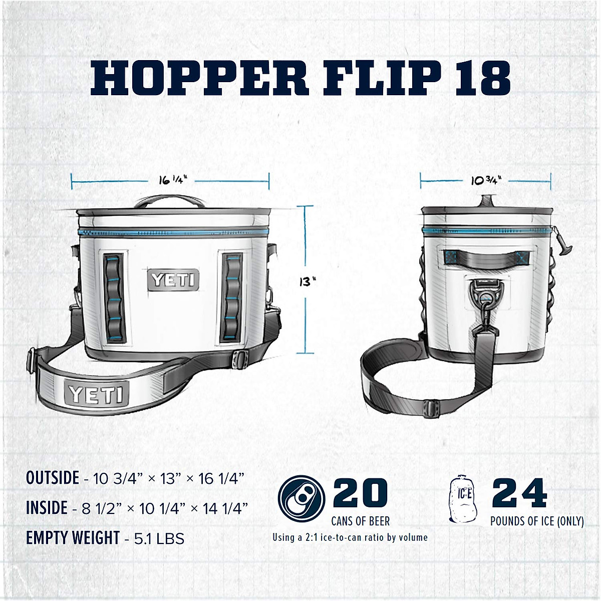YETI Hopper Flip 18 Portable Cooler, Charcoal