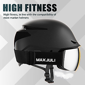 MAXJULI Ski Goggles Men Women,OTG Snow Goggles with Magnetic Interchangeable Anti-fog HD Lens UV Protection (Black Frame/Silver Lens)