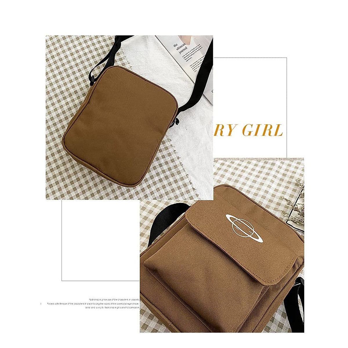 Canvas Purse Small Crossbody Bag Mens Bag Purses for Women Crossbody Bag Aesthetic Purse (Black)