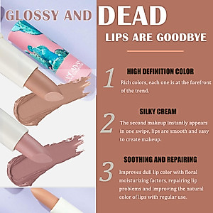 2 Colors Nude Matte Lipstick,Summer Nudes Velvety Paper Tube Lip Gloss Makeup Set,24 Hour Superstay Long Lasting Waterproof Non-Stick Cup Not Fade,Nude Lipstick Set for Women
