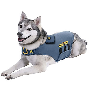 CozyVest® Dog Anxiety Vest 3-in-1 Music & Aromatherapy Shirt, Relaxing Sound & Essential Oils Jacket, Fireworks Thunder Separation & Thunderstorm Canine Stress Relief Coat (Gray, Large [41-64 Lbs])