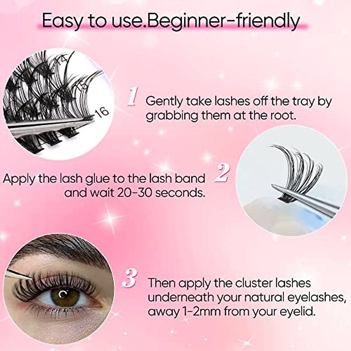 Individual Lashes 240 pcs Lash Clusters D Curl 30D 40D 0.07 11-16mm Mixed Length Clusters Lashes DIY Eyelash Extensions Kit at Home by EYDEVRO(30D 40D-0.07D,11-16MIX), 1.0 Count