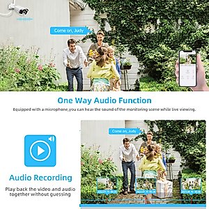 JOOAN 【Audio & 3MP】 Security Camera System Wireless,8 Channel NVR & 8pcs 1296P Bullet Cameras, IP67 Weatherproof,AI Human Motion Alert with 1TB Hard Drive,Free Extension Antenna