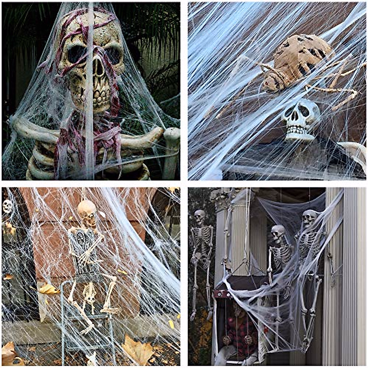 Hifunwu 1500 sqft Spider Webs Halloween Decorations Super Stretch Fake Web Cobwebs with 50 Fake Spiders for Indoor Outdoor Halloween Decoration Supplies