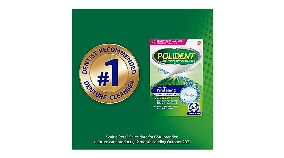 Polident Overnight Whitening Denture Cleaner Tablets - 84 Count