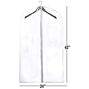 Clear Vinyl Garment Bag - Protect Your Clothing While Traveling and Dust Free While Hanging in Your Closet. These Garment Bags are Ideal for Coats, Suits, Dresses or Gowns - Set of 2 (24 X 42 Inches)