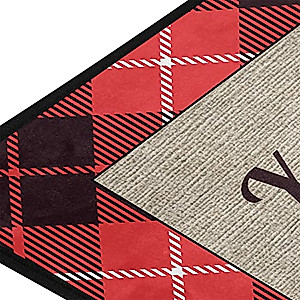Sinestour Custom Red Buffalo Plaid Kitchen Rugs Non Slip Kitchen Mats Doormat Bathroom Runner Area Rug for Home Decor, Washable, 39 x 20 Inch