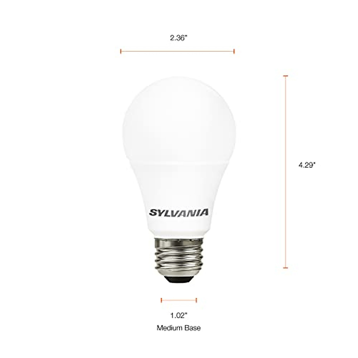 SYLVANIA LED A19 Light Bulb, 100W Equivalent, Efficient 14W, 1500 Lumens, Frosted Finish, Daylight - 4 Pack (78103)