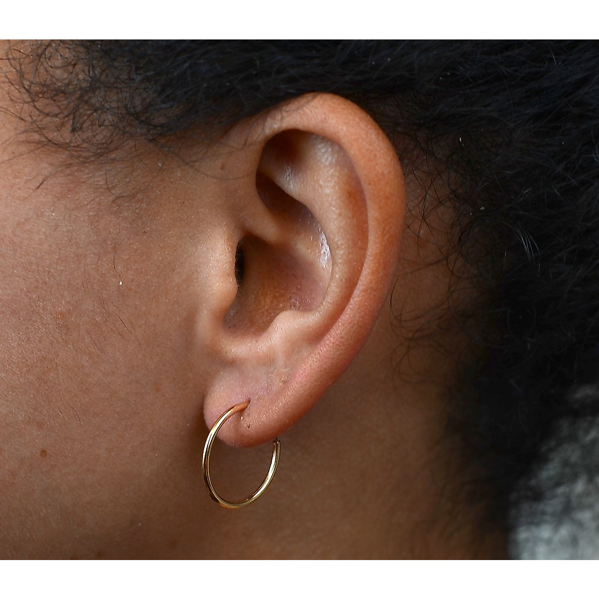 Medium 14k Yellow Gold Continuous Endless Hoop Earrings, 1.25mm Tube (19mm)