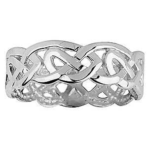 Women's 14k White Gold Celtic Wedding Band Trinity Knot Eternity Ring (8.5)