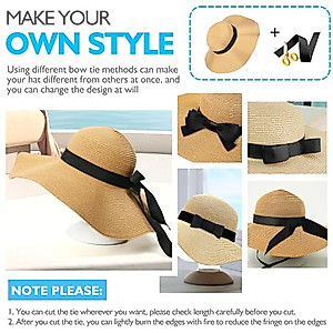 Foldable Beach Sun Hat for Women, UV Protection Wide Brim Straw Visor Hats, Fashionable Boho Hats for Girls, Outdoor Tribe Sun Hats for Travel Gardening Beach Light Khaki