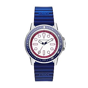A|X ARMANI EXCHANGE Men's Stainless Steel Quartz Watch with Silicone Strap, Multicolor, 22 (Model: AX1859)