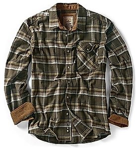 CQR Men's All Cotton Flannel Shirt, Long Sleeve Casual Button Down Plaid Shirt, Brushed Soft Outdoor Tactical Work Shirts, Plaid Hickory Green, Large