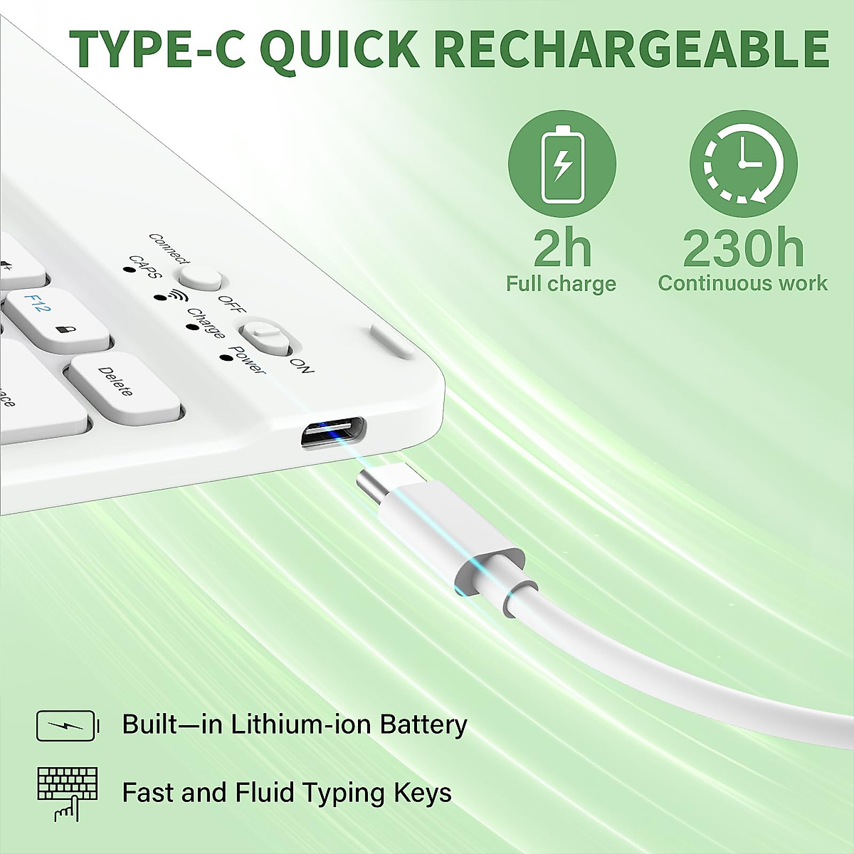 Aoub Case for iPad Air 6th 11-inch M2 2024, iPad Air 5th/4th Generation 10.9 inch 2022/2020, Stand Folio Detachable Wireless Bluetooth Keyboard Cover Soft TPU Back Case with Pencil Holder, Light Green