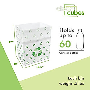 Clean Cubes 13 Gallon Trash Cans & Recycle Bins for Sanitary Garbage Disposal. Disposable Containers for Parties, Events, Recycling, and More. 6 Pack (Recycle)