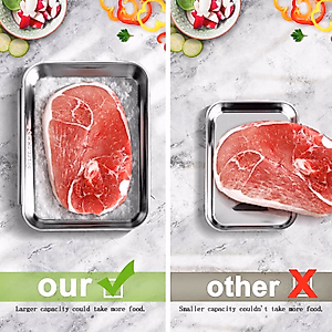 HULISEN Breading Trays Set of 3, Large Stainless Steel Breading Pans for Dredging Chicken Breasts and Marinating Meat, Interlocking Food Prep Trays for Coating Fish and Breadcrumb Dishes, Oven Safe