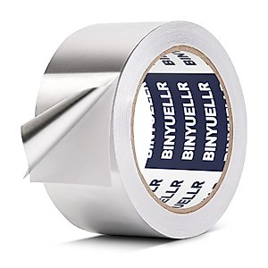 Binyuellr Aluminum Foil Tape - 2 Inch x 65 Feet, HVAC Tape Silver Metal Tape for Ductwork, Heavy Duty Duct Tape for Heat Insulation, Reflective Tape, Dryer Vents