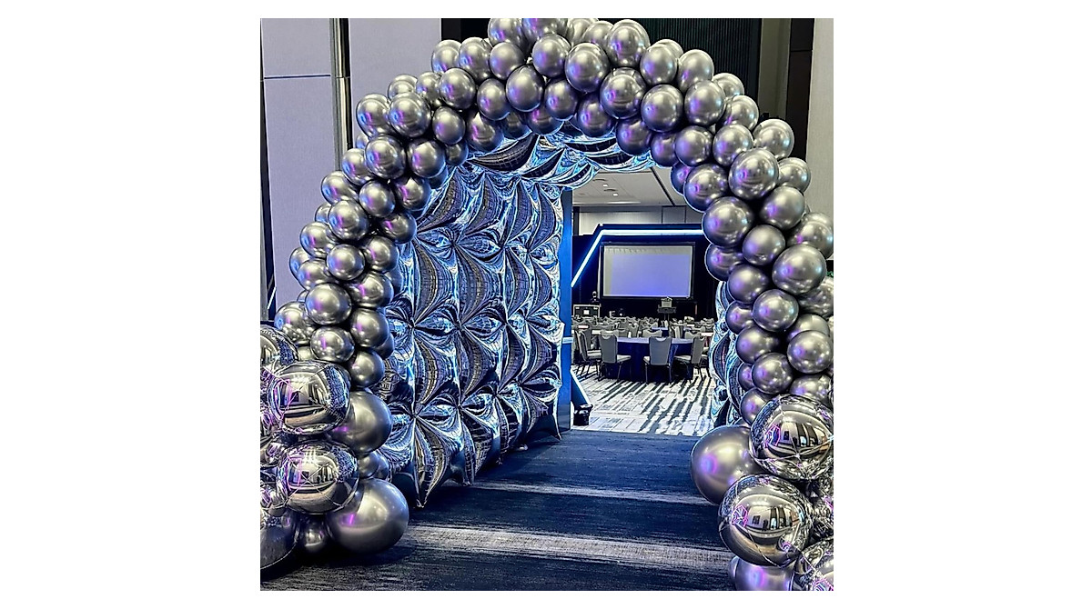 Orgnafey Silver Square Foil Balloon Wall Kit for Elegant Party Decor
