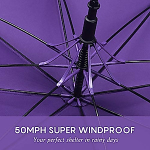 RUMBRELLA Purple UV Stick Umbrella Auto Open UPF 50+ with J Hook Handle 50IN