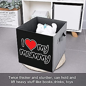 I Love My Mommy Collapsible Storage Bins Basics Folding Fabric Storage Cubes Organizer Boxes with Handles