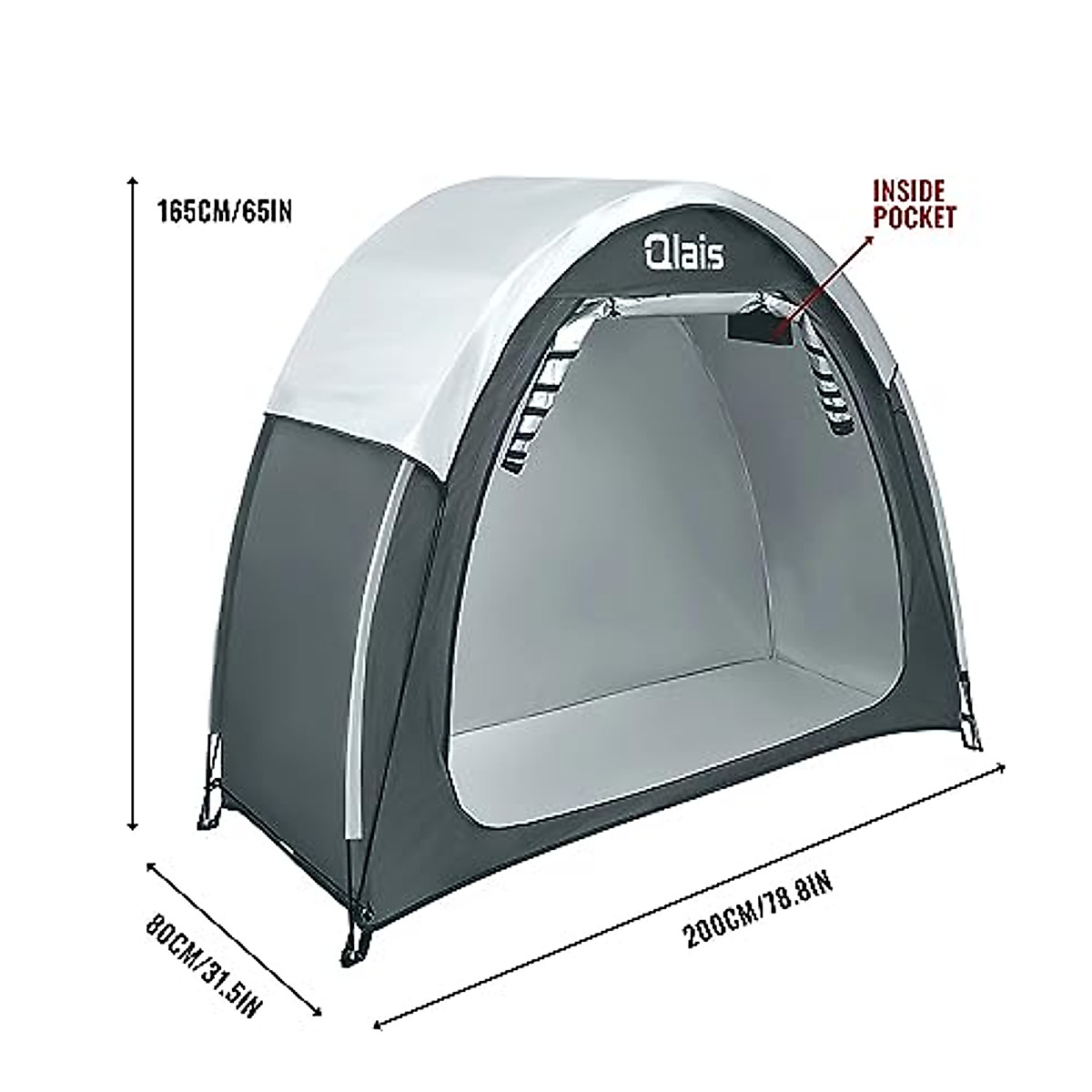 Qlais Outdoor Bike Storage Shed, Portable Bicycle Storage Cover, 210D Waterproof Silver Coated Oxford Bike Cover, Foldable Bicycle Shelter for Outfoor (Large)