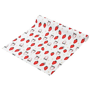 3 Rolls Shelf Liner for Cabinets and Drawer, Non Slip Refrigerator Liners, Non-Adhesive Waterproof Oil-Proof Eva Placemats, Can Be Cut Storage Shelf Mats for Desk, Dresser and Cupboard (Strawberry)