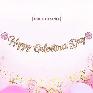 Happy Galentine's Day Banner Rose Gold Glitter Pink Rose Party Decorations Be My Galentine Theme Ideas Valentine's Favors Girls Gathering Photo Booth Props Ladies Celebration Brunch Backdrop Supplies
