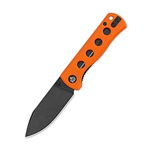 QSP KNIFE CANARY FOLDER POCKET KNIFE, SHARP 14C28N BLADE with COLORFUL G-10 HANDLES (blackwash blade, orange G-10 handle)