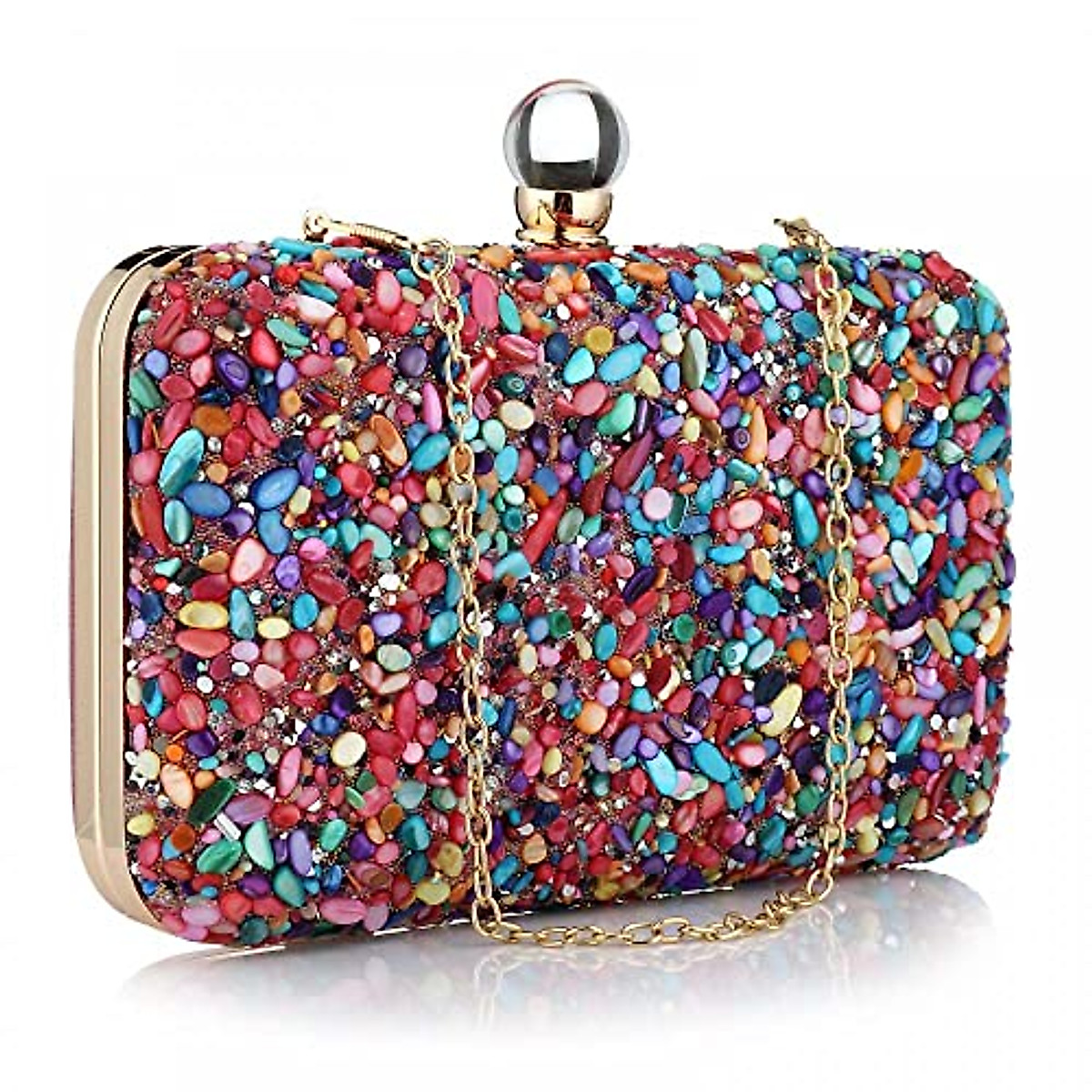 Clutch Purse for Women - Multicolor Rhinestone Crossbody Bag - Elegant Evening Handbag (Multicolor)