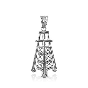 Polished Oil Well Tower Charm Pendant 925 Sterling Silver