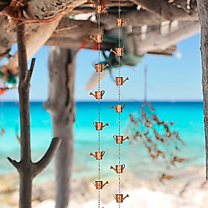 Steel Leaf Rain Chain, Metal Garden Art Gift For Mom, Gutters, Rain Catcher For Downspout With Adapter, Thick Iron Flower Cups Garden Decor