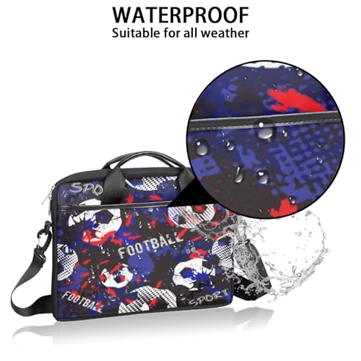 Sports Football Laptop Computer Bag Waterproof Shoulder Messenger Bag 13-15 inch Durable Laptop Tote Bag with Shoulder Strap Handle Lightweight Crossbody Briefcase