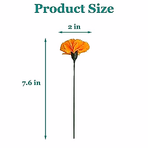 Zilphoba 50Pcs Artificial Marigold Flowers, 2‘’ Silk Heads with Stems for Diwali, Indian Festival, Day of The Dead Dia de Los Muertos, Mexican Party, Halloween, Altar DIY Decor