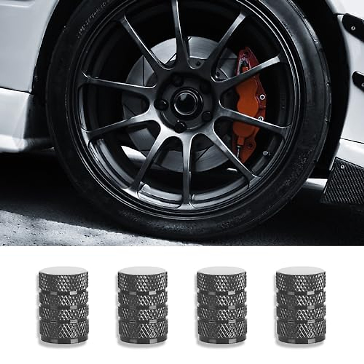 Xicyole Tire Valve Stem Caps,Black,tire caps,8pcs,with O Rubber Seal,Corrosion Resistant,No air Leaking,Dustproof,Universal Stem Covers for Cars Trucks Motorcycles SUVs and Bikes (Gray)